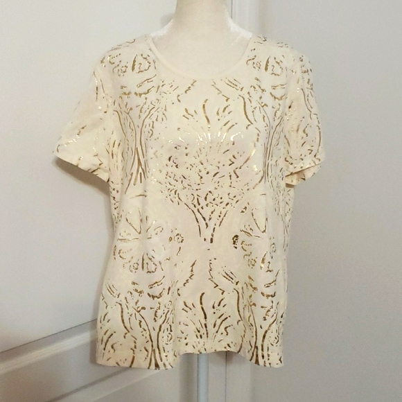 Laura Ashley | Tops | Laura Ashley Goldflecked Top | Poshmark